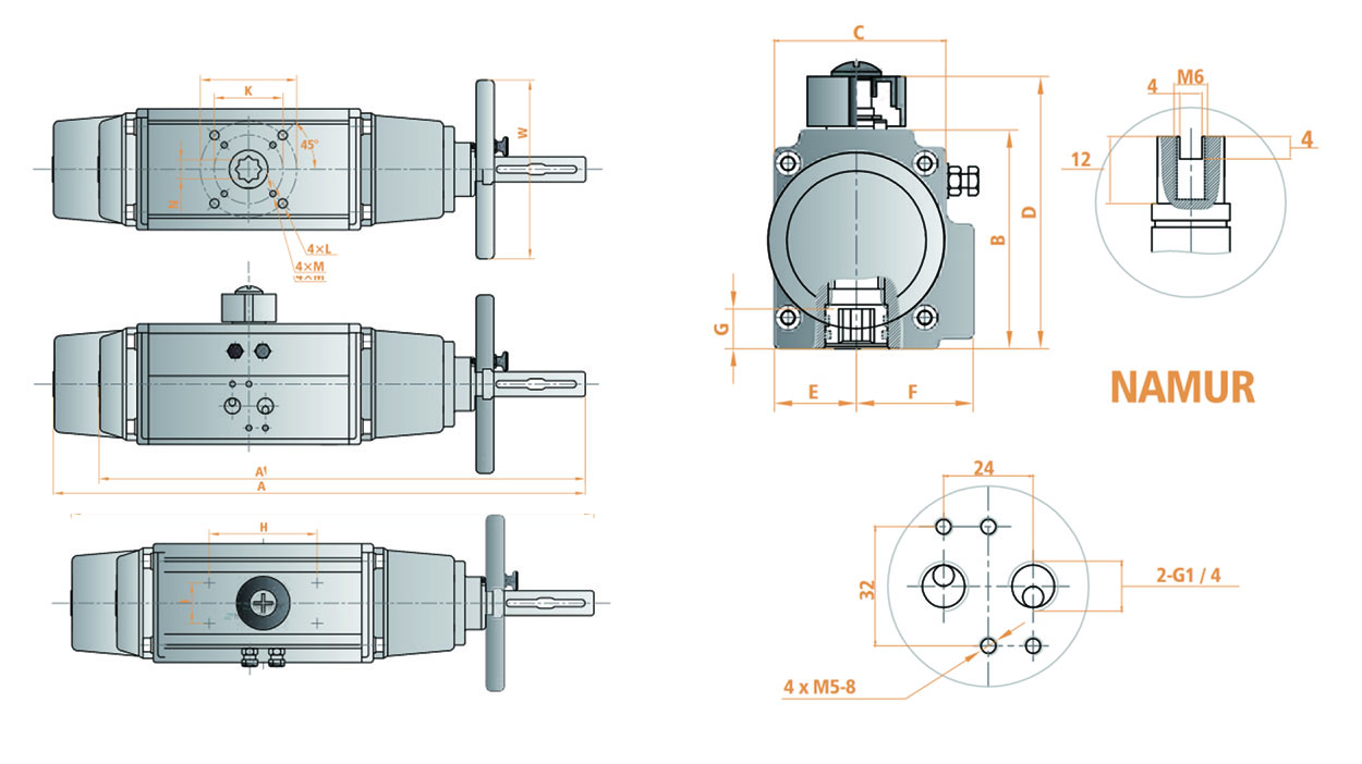 Pneumatic actuator with handwheel,At pneumatic actuator - HEARKEN